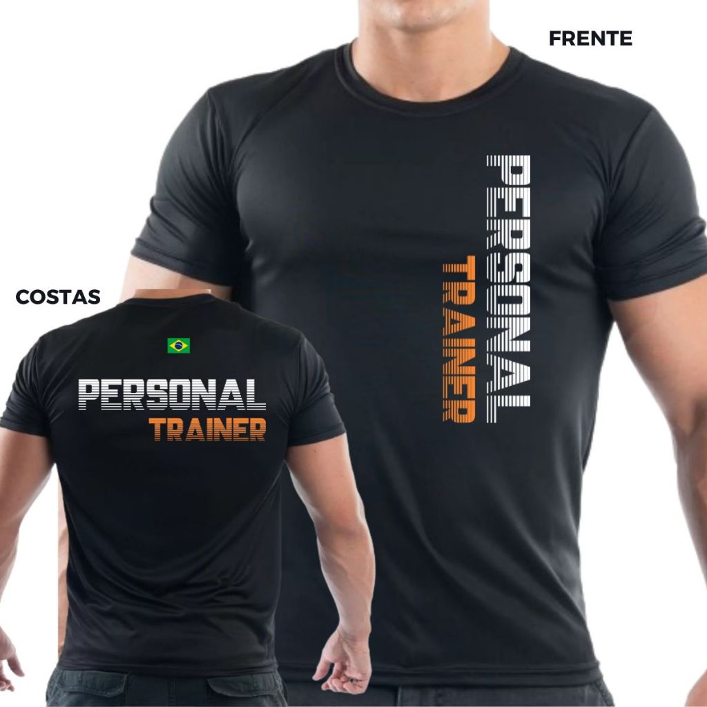 Camiseta Uniforme Personal Trainer Tecido Dry Fit UV50+ Academia Treino ...