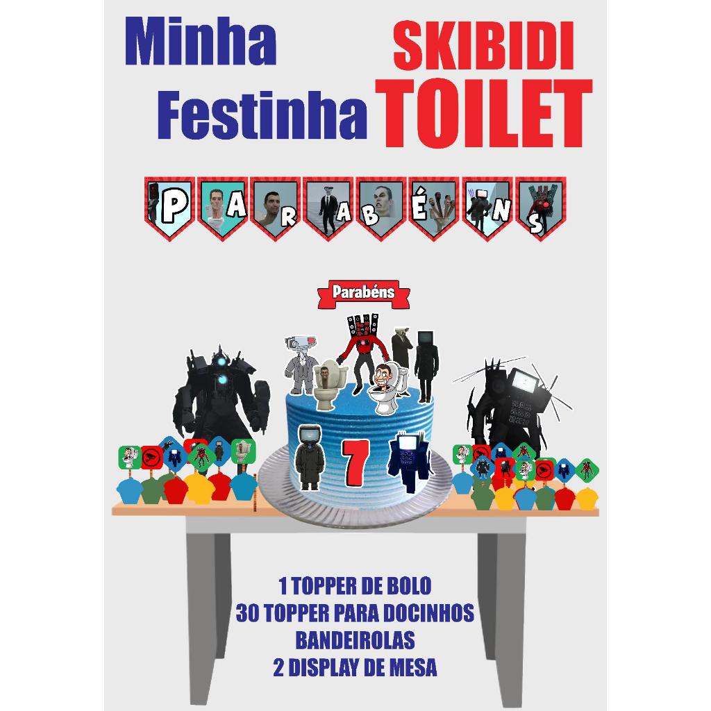 SKIBIDI TOILET TOPPER DE BOLO - MINHA FESTA SKIBIDI | Shopee Brasil