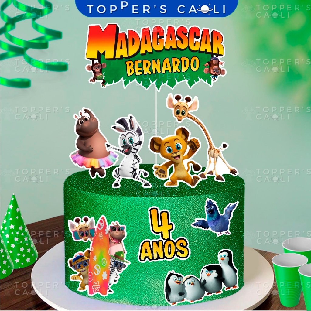 Topo de Bolo Madagascar Pequenos Selvagens Baby (Topper Personalizado ...