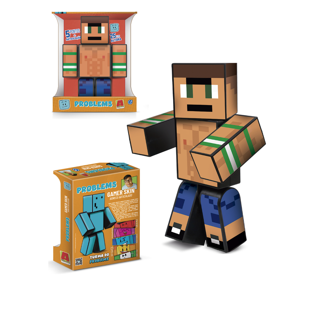 Boneco Brucutu 25 cm Turma do Problems Minecraft Original | Shopee Brasil