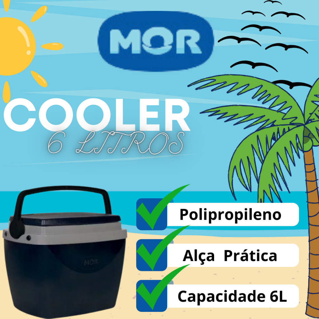 Caixa Térmica Cooler 12 Litros Mor Com Alça Porta Copos | Shopee Brasil