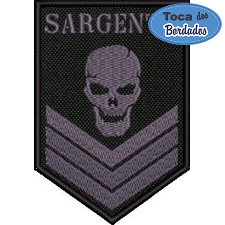 Patch Bordado Divisa Militar Sargento 10x7 cm Cód.2531 caveira | Shopee ...