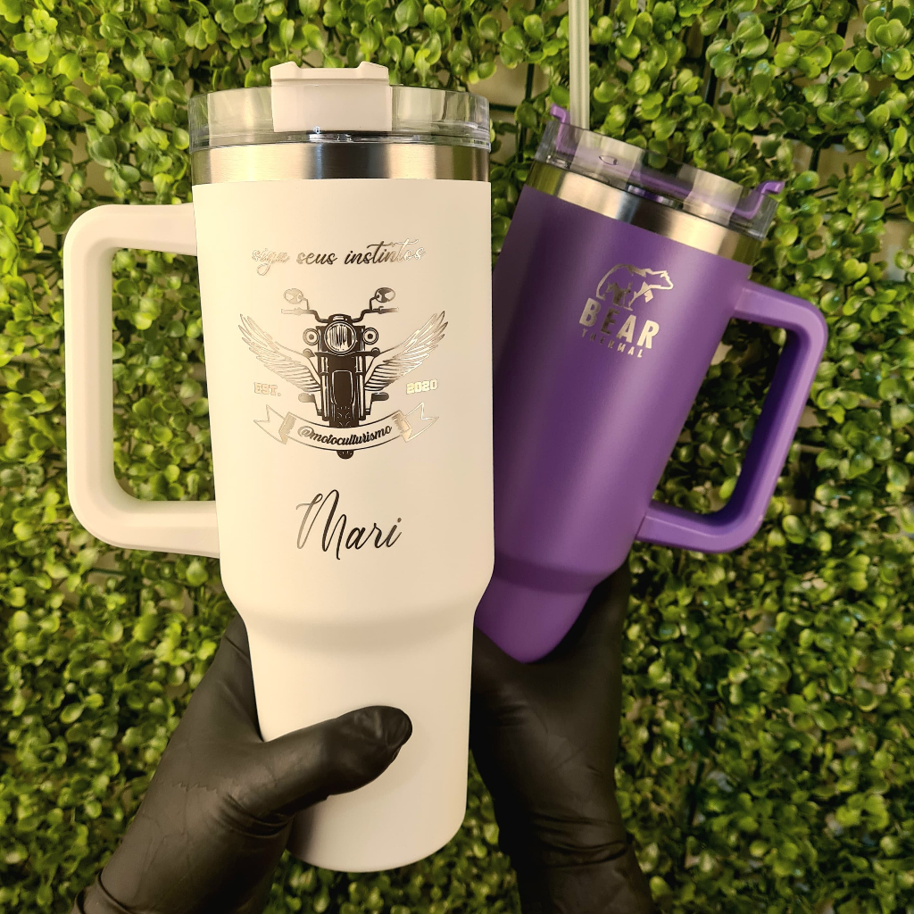 Copo Caneca Quencha Térmico 1200ml canudo Personalizado com seu nome ...