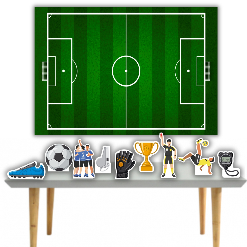 kit festa Futebol Soccer Painel e enfeite mesa cenário totem poli ...