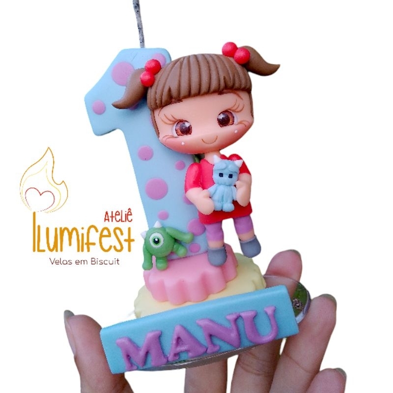 Vela aniversário monstros s.a boo de biscuit/topo de bolo/decoração ...