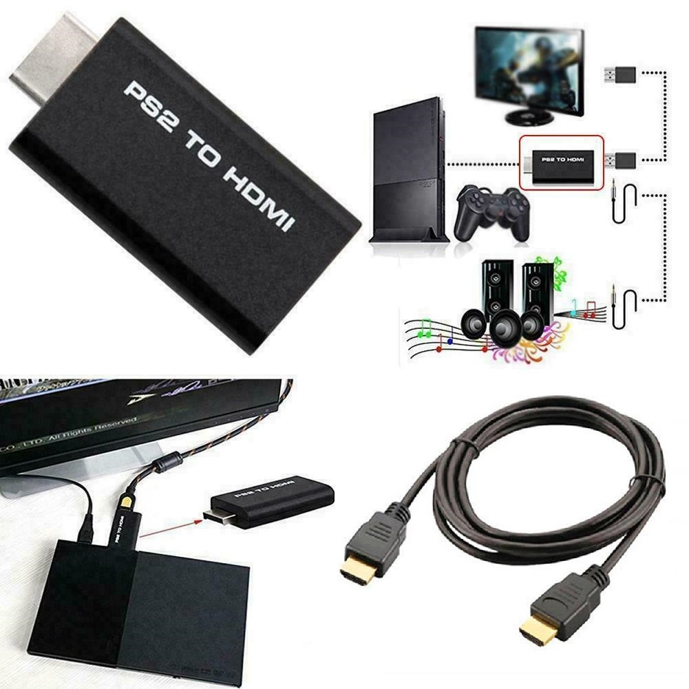HDMI Conversor Ps2 Audio e Video digital com Cabo Hdmi kit Completo ...