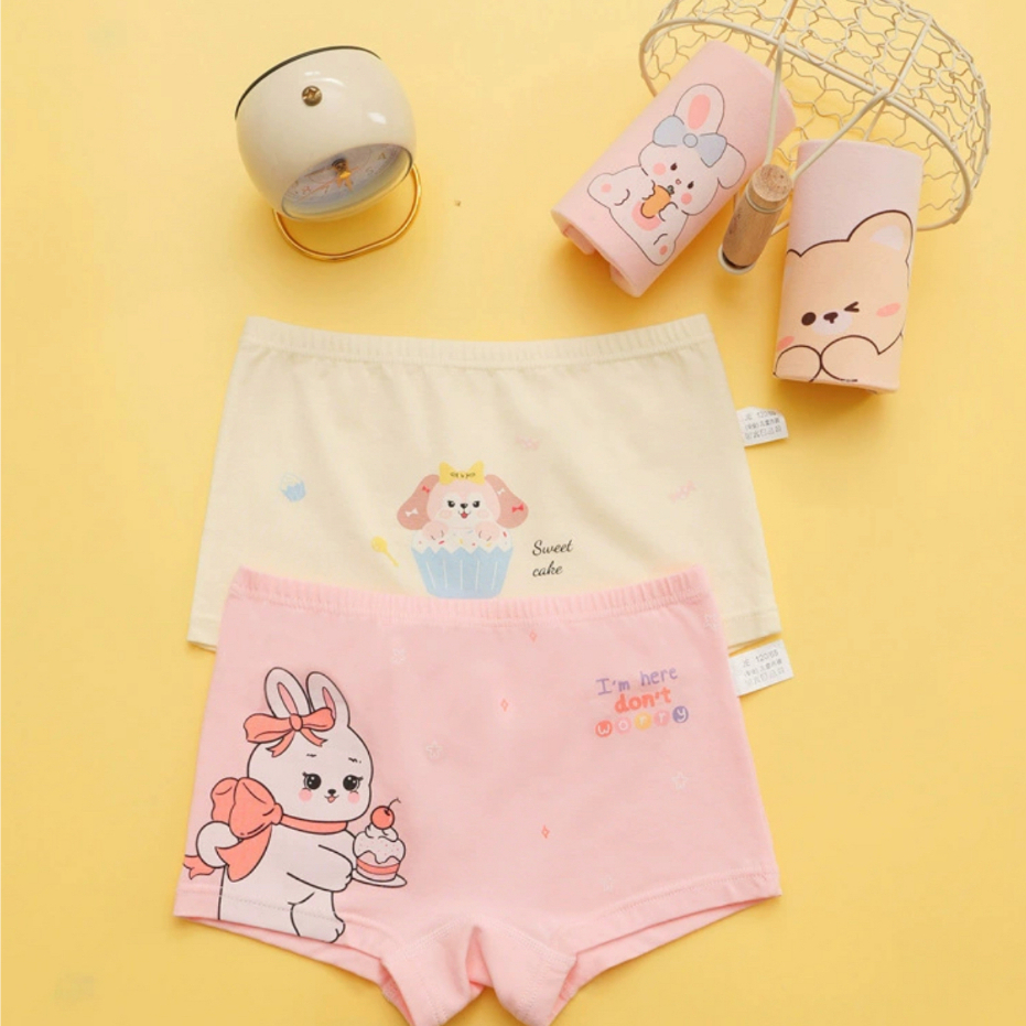 Kit 4 Calcinha Boxer Infantil Menina Algodão Com Bichinos Fofos ...