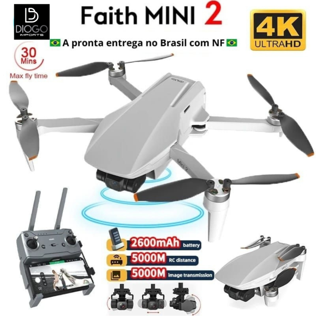 Drone Cfly Faith Mini 2 Câmera 4k GPS Gimbal 3 Eixos 5km + Bolsa ...