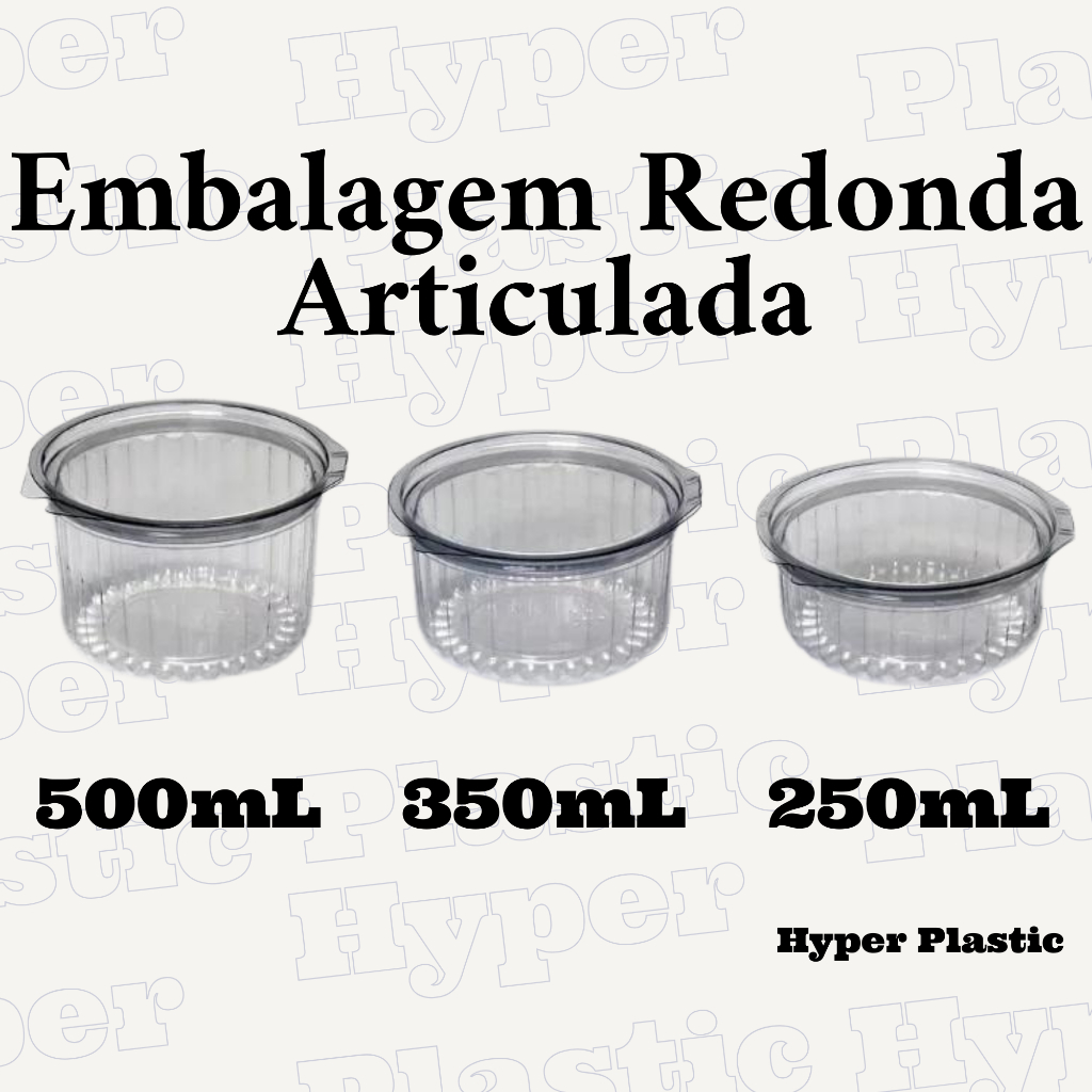 Embalgem PET Redonda Articulada 500mL/350mL/250mL Unidades ideal para doces, biscoitos ...
