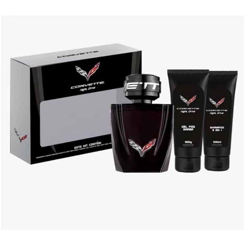 Kit Perfume Corvette Night Drive Deo Colonia Com Pós Barba e Shampoo ...