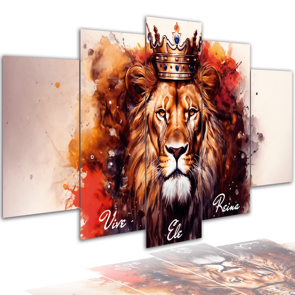 Quadro Decorativo Leão De Judá Grande Sala Ele Vive Reina Coroa Vários ...
