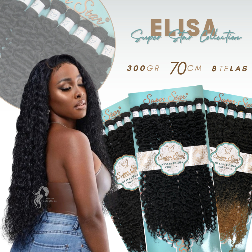 Cabelo Orgânico Cacheado Elisa Fibra Premium 65cm Super Star Toque Suave 300gr | Shopee Brasil