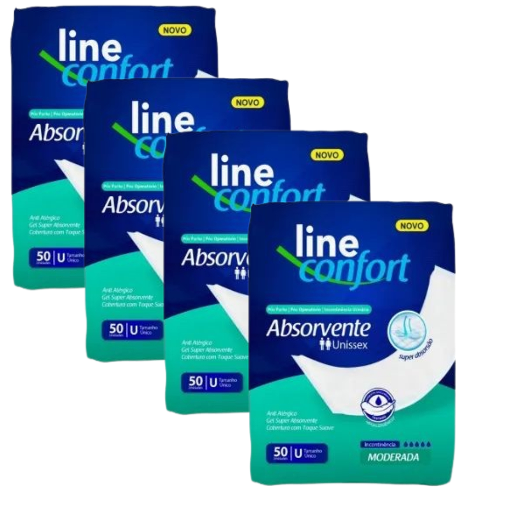Kit C/4 Absorvente Geriátrico Pós Operatório Pós Parto Line Confort 50 ...