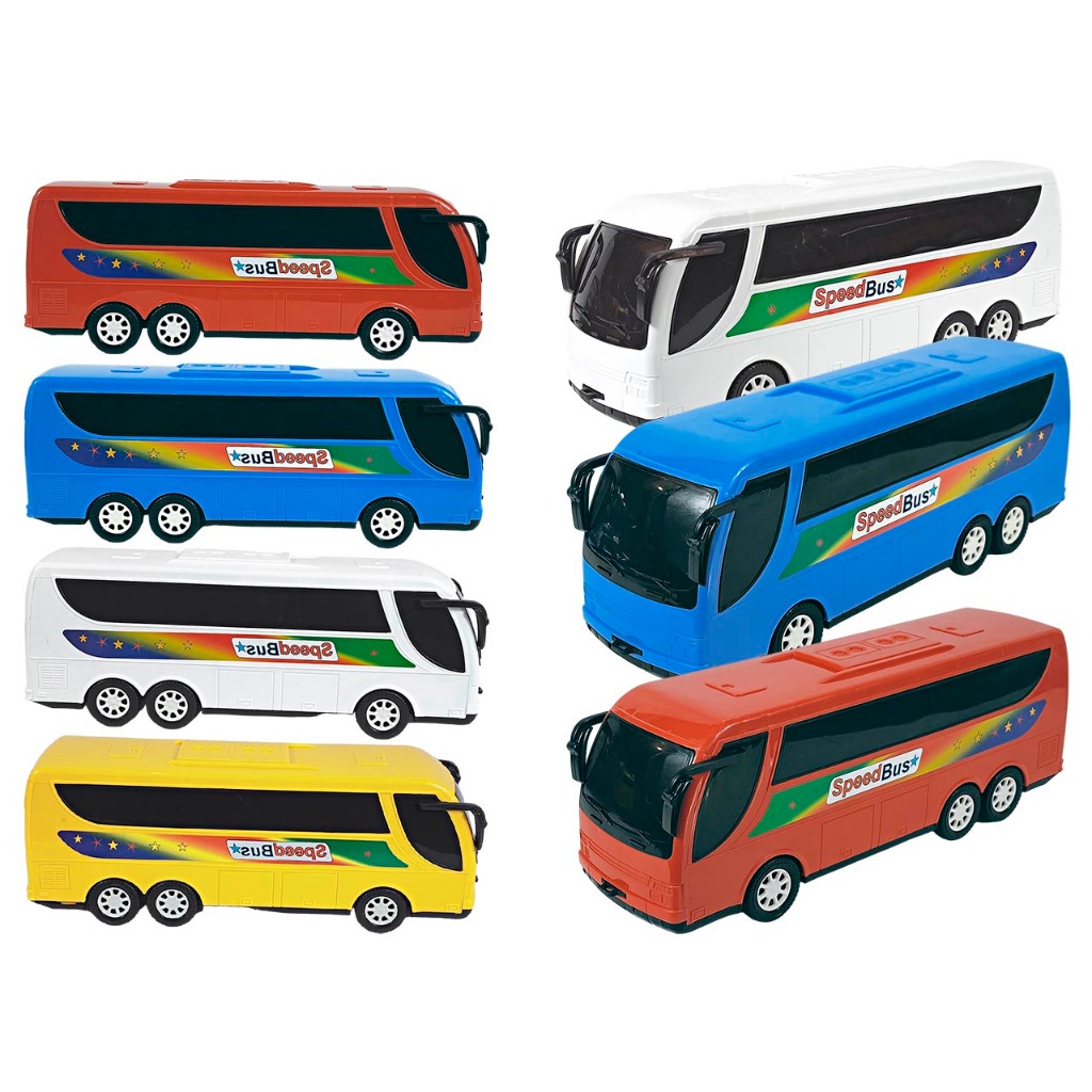 Onibus Brinquedo De Plástico SpeedBus Bonito 32Cms Azul Branco Amarelo ...