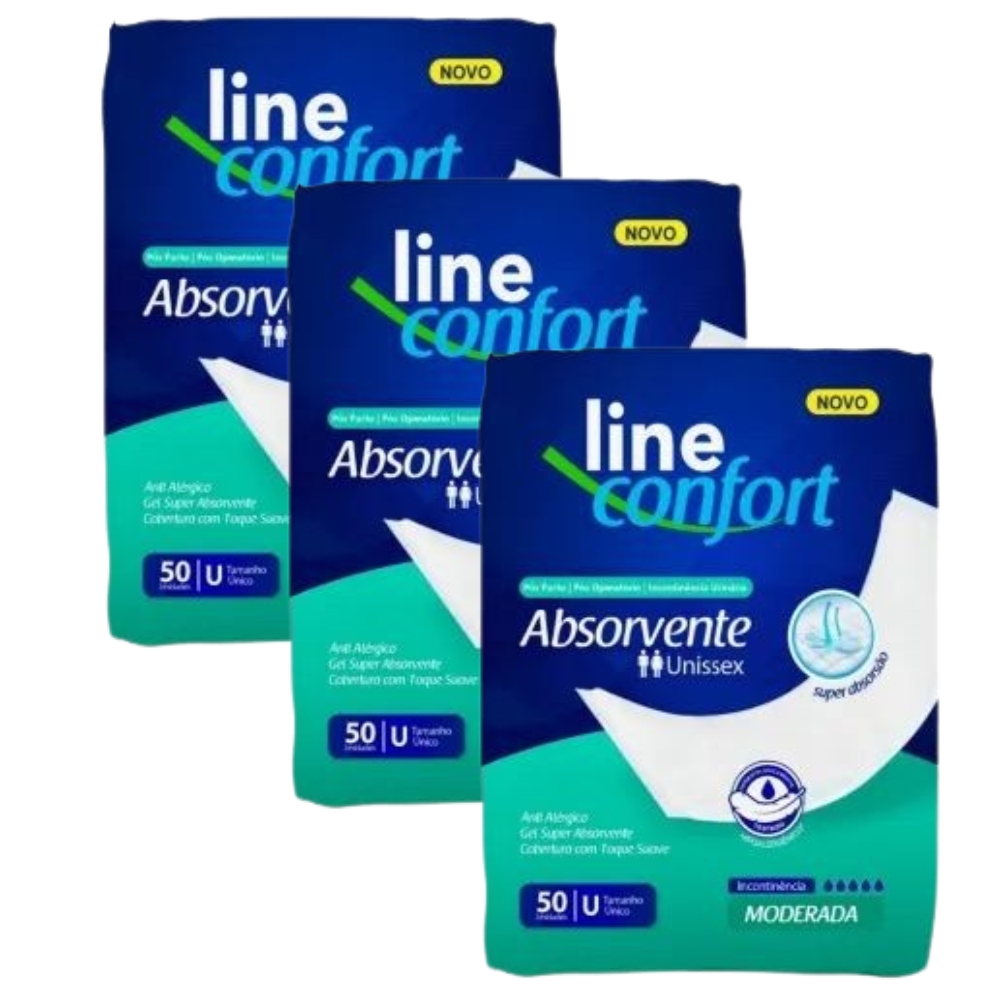 Kit C/3 Absorvente Geriátrico Pós Operatório Pós Parto Line Confort 50 ...