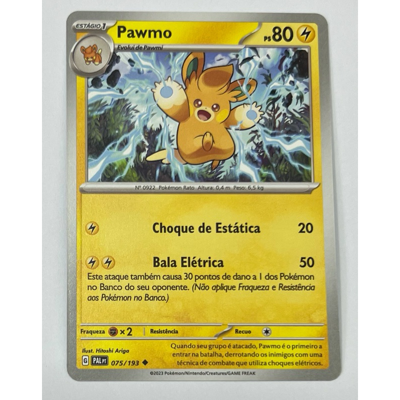 Carta 075/193 Pokémon TCG Original Copag Card Pawmo | Shopee Brasil