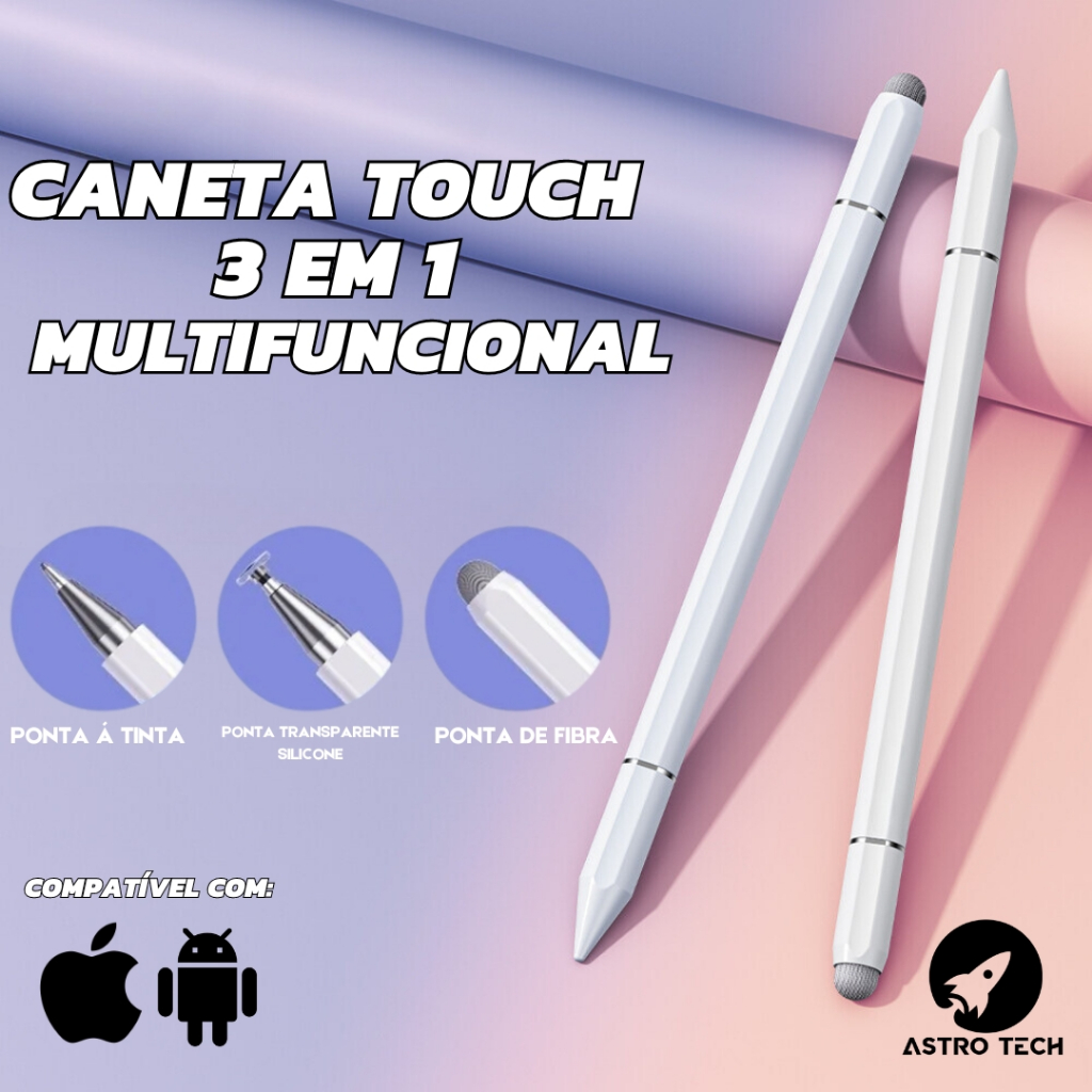 Caneta Touch 3 em 1 Touch Screen Stylus Ponta Fina Para Desenhos ...