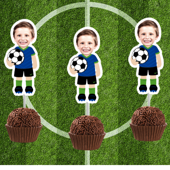 Kit Topper de docinho, jogador de futebol, topper rostinho ...
