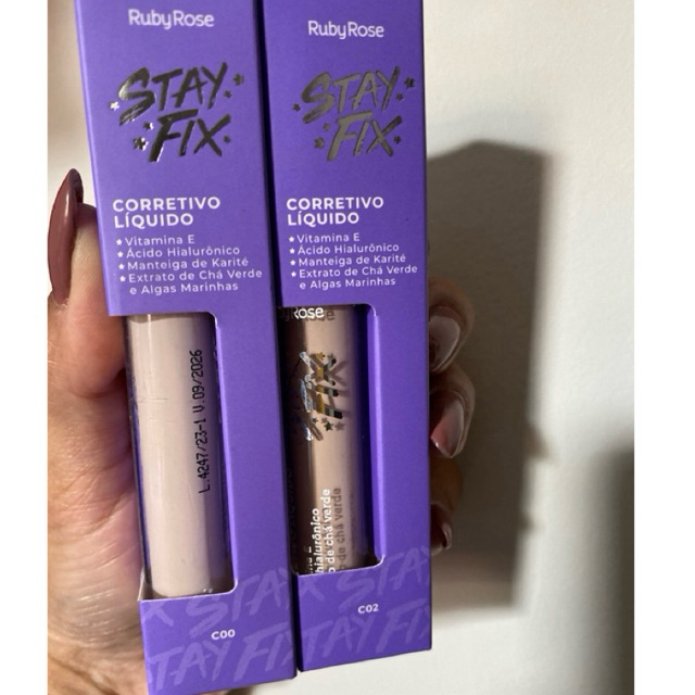 KIT 2unds Corretivo Líquido Ruby Rose Stay Fix 3,9ml Maquiagem ...