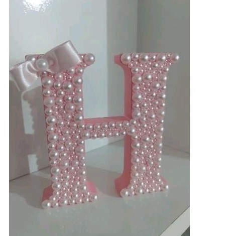 Letra de MDF pintada e decorada com pérolas, letras de MDF, letra para ...