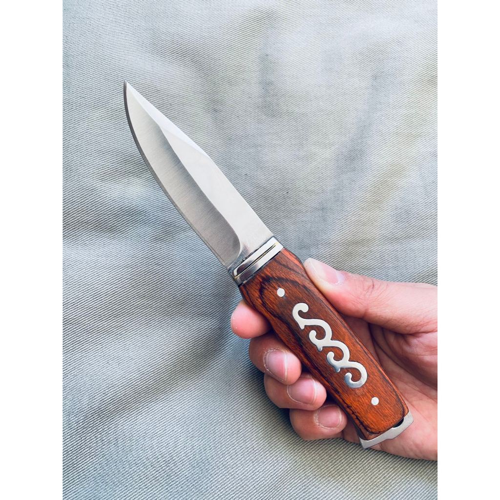 Faca Pequena De Caça Pesca Churrasco B039 FullTang Cabo Madeira ...