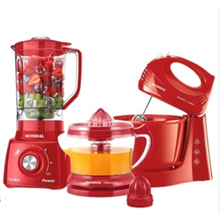 Kit Especial Mondial Batedeira + Extrator + Liquidificador KT-202-R Vermelho - 110V | Shopee Brasil