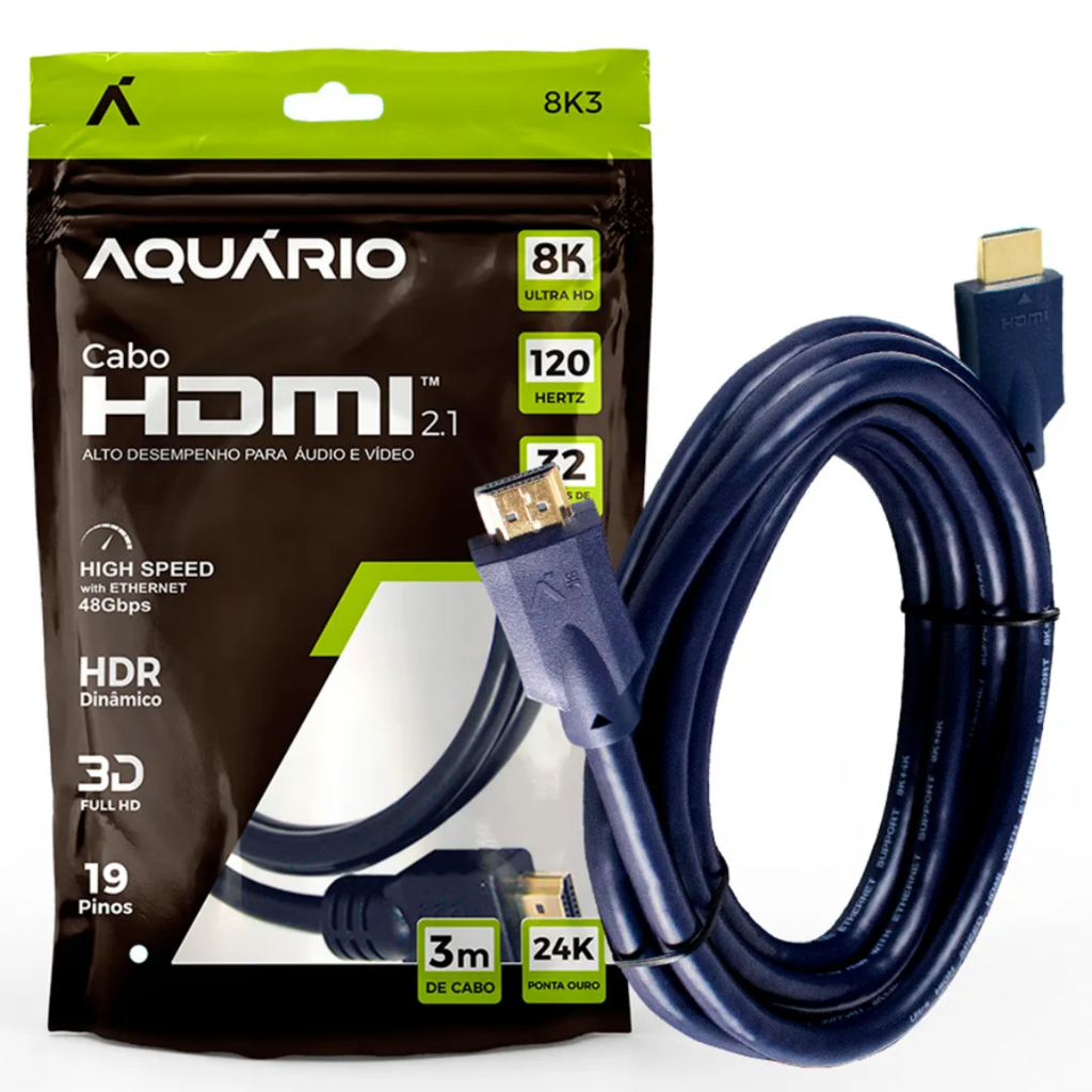 Cabo Hdmi Ultra 2.1 8k 2m 3m 5m Metros Alta Resolução Full Hd Blindado ...
