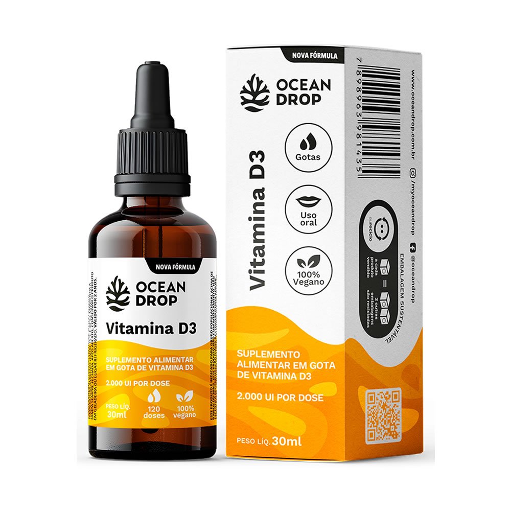 Vitamina D3 Gotas 30ml 2000ui 120 Doses Ocean Drop | Shopee Brasil