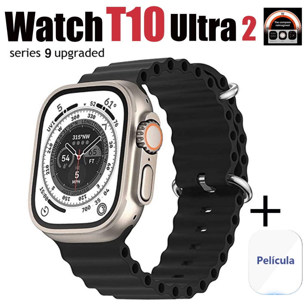 Smartwatch T10 Ultra 2 2024 Nova Série 9 Smart Watch 2.09 Inch HD 49mm Bluetooth Com Calculadora ...