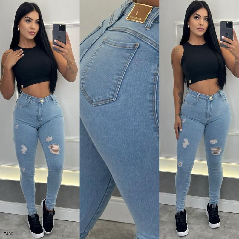 Calça jeans - Pimenta doce - Feminina | Shopee Brasil