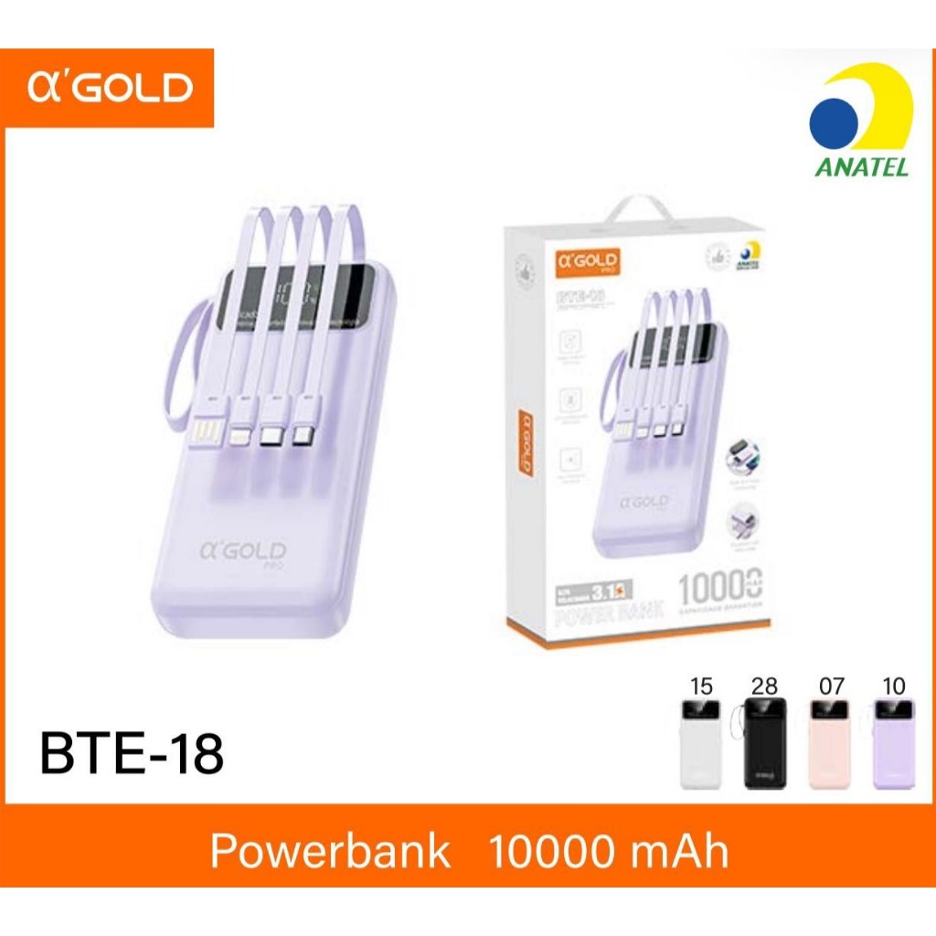 Carregador Portátil 4 Cabos Powerbank 10000mAh (BTE-18) | Shopee Brasil