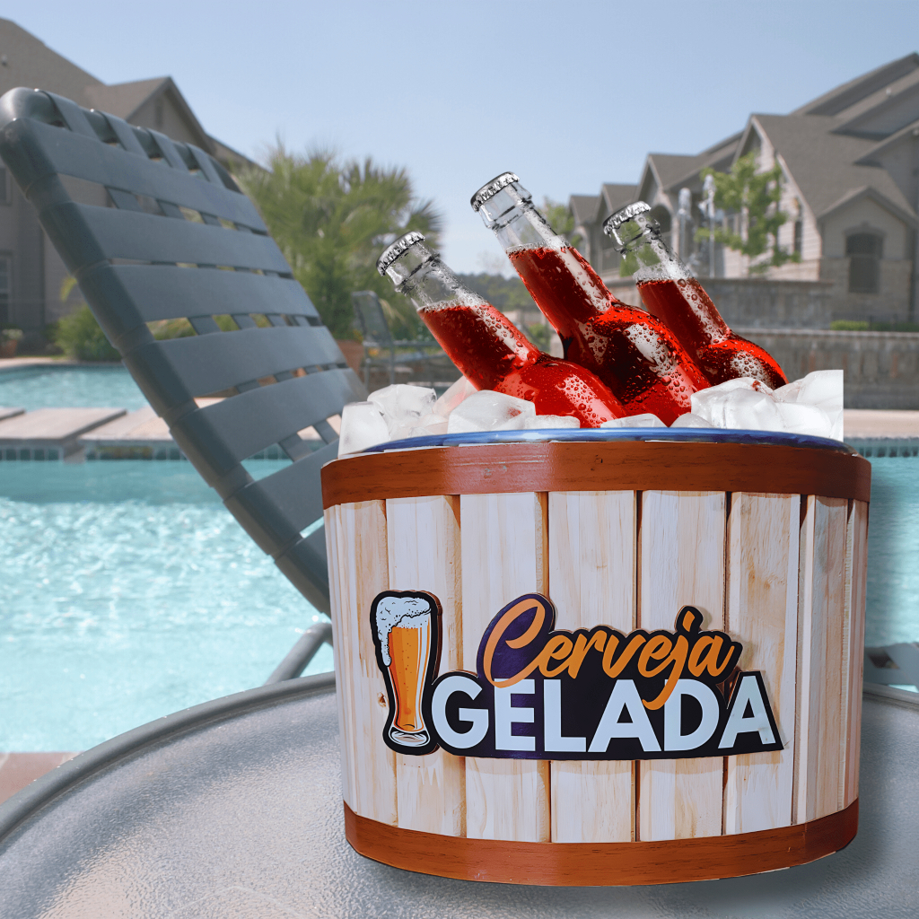 Balde de Gelo com Tina de Pinus - Revestimento em Alumínio, Ideal para ...