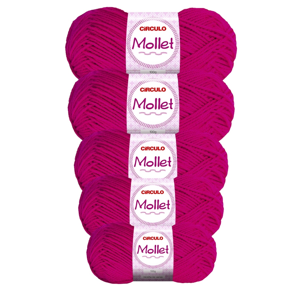 Pacote Kit 5 Novelos Fio Lã Mollet 100g 200m Círculo - Crochê / Tricô ...