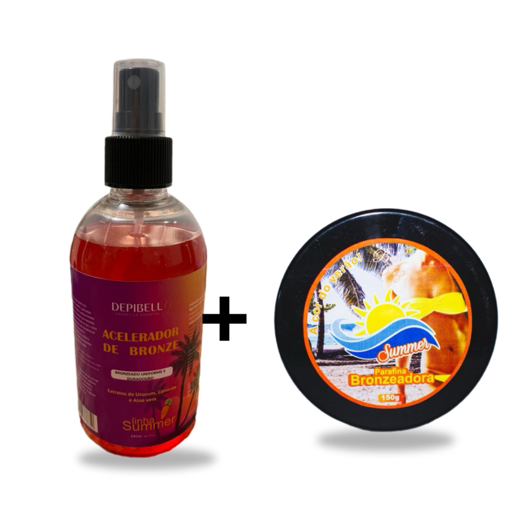 kit Acelerador de bronze Spray 240ml + Parafina Bronzeadora Acelerador ...