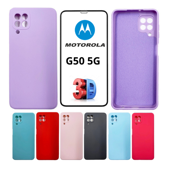 Kit Para Motorola G50 5G Capinha Case Silicone Aveludada Colorida + Película Vidro | Shopee Brasil