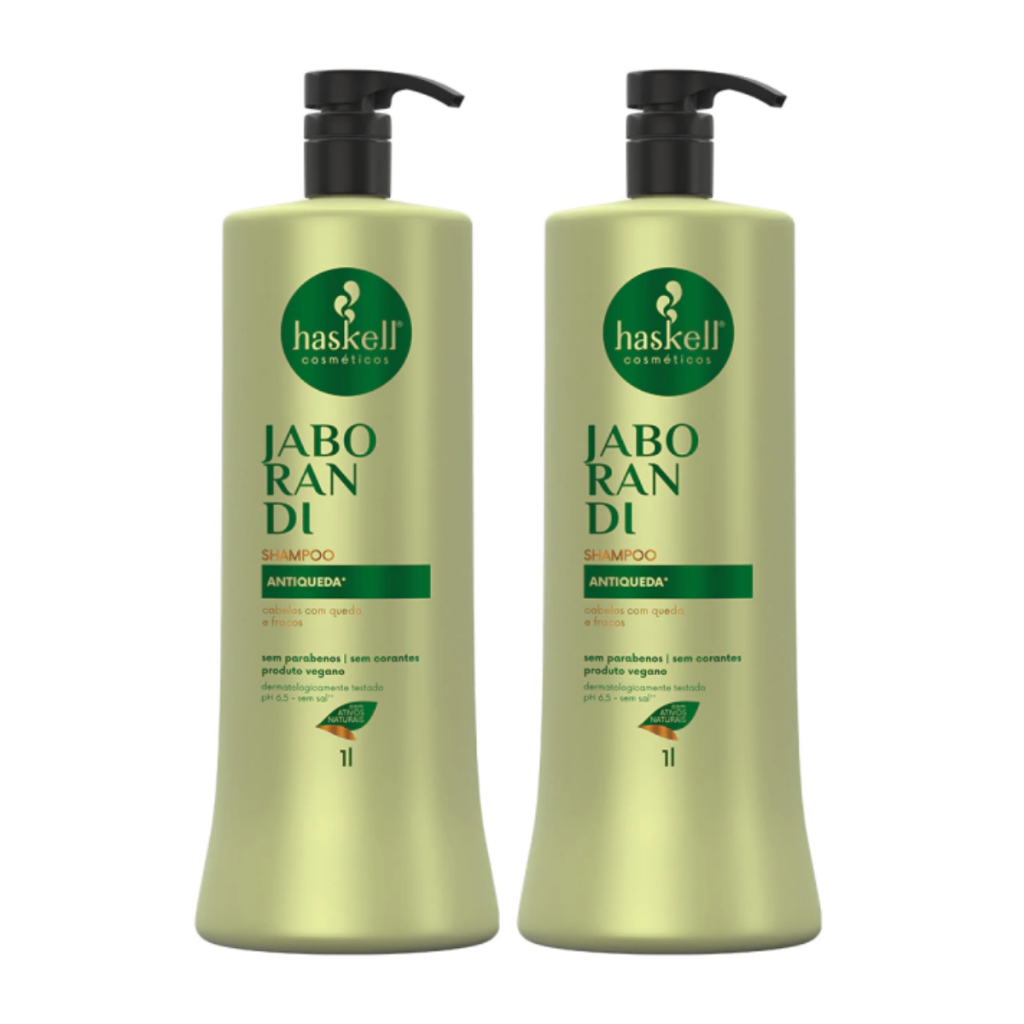 Kit com 02 Shampoo Jaborandi Haskell 1 Litro - Cabelos Oleosos | Shopee Brasil