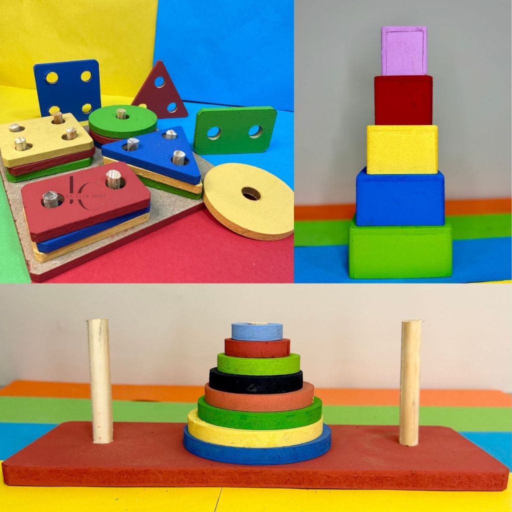 Kit Atividades 3 Brinquedos Pedagógicos Educativos Madeira MDF- Primeira Infância | Shopee Brasil