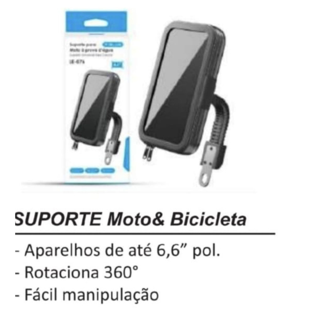 Suporte Case Capa Celular À Prova D'água 6,6' para celular GPS LEY-076 MOTO/BIKE 360ºGRAUS ...