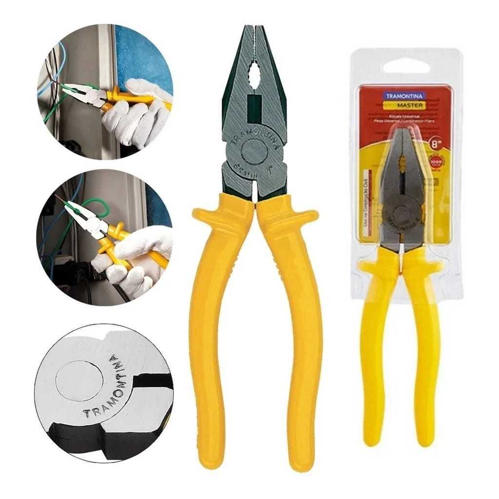 Alicate Universal 8", Bico Meia Cana e Corte diagonal- Isolado 1000 V Tramontina MASTER Produto ...