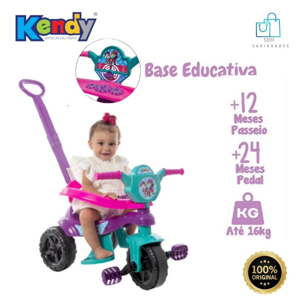 Velocipe Motoca Triciclo Infantil Patrulha Canina Kendy C/ Empurrador ...