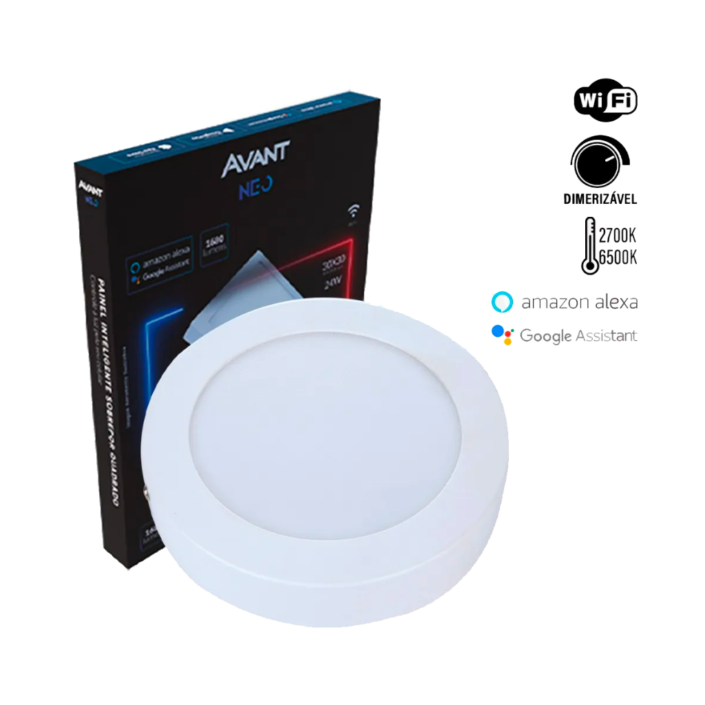 Plafon Painel Redondo Sobrepor 18w Dimezavel Smart Wi-fi | Shopee Brasil