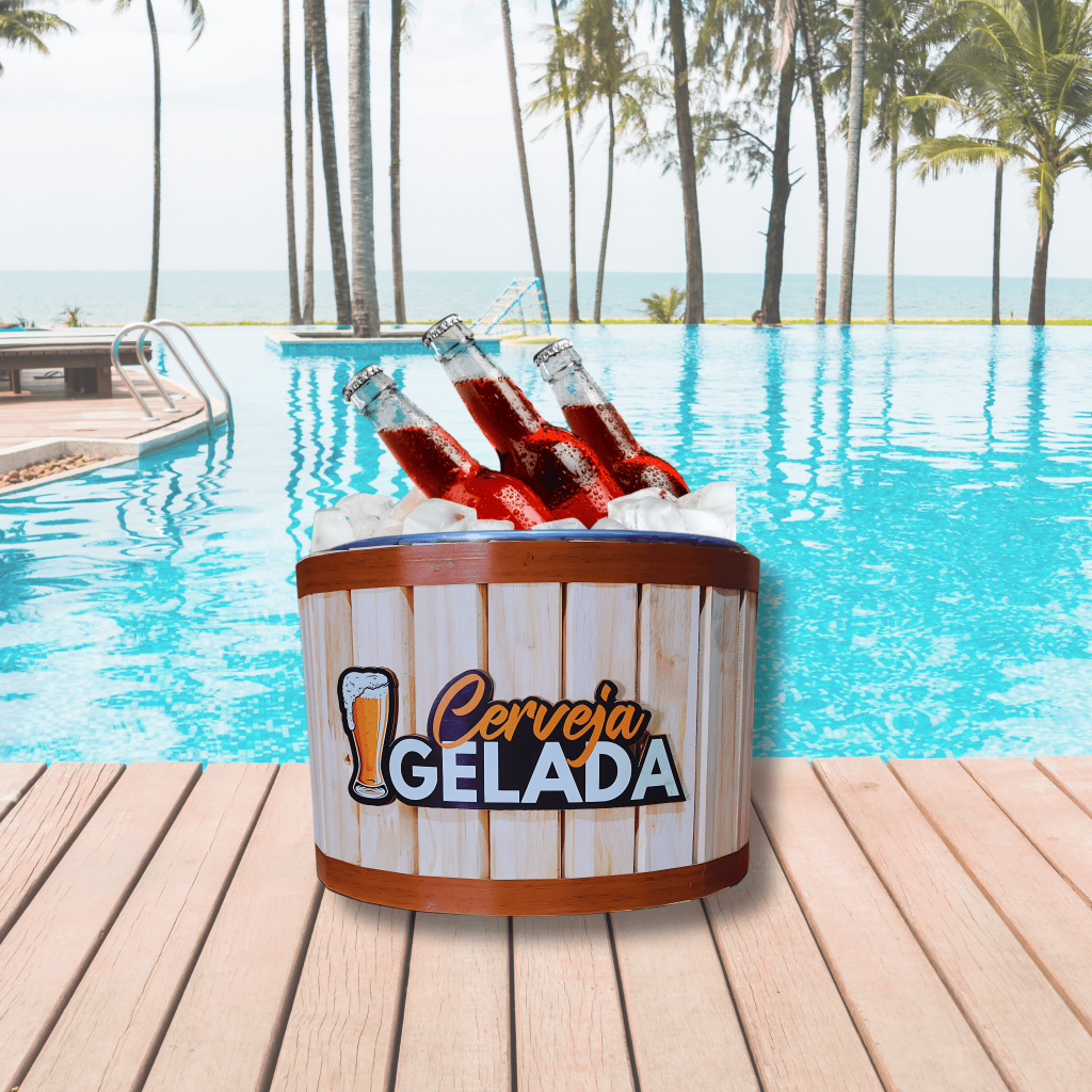 Tina de Madeira para Bebidas Festas, Eventos, Aniversario Balde de Gelo ...