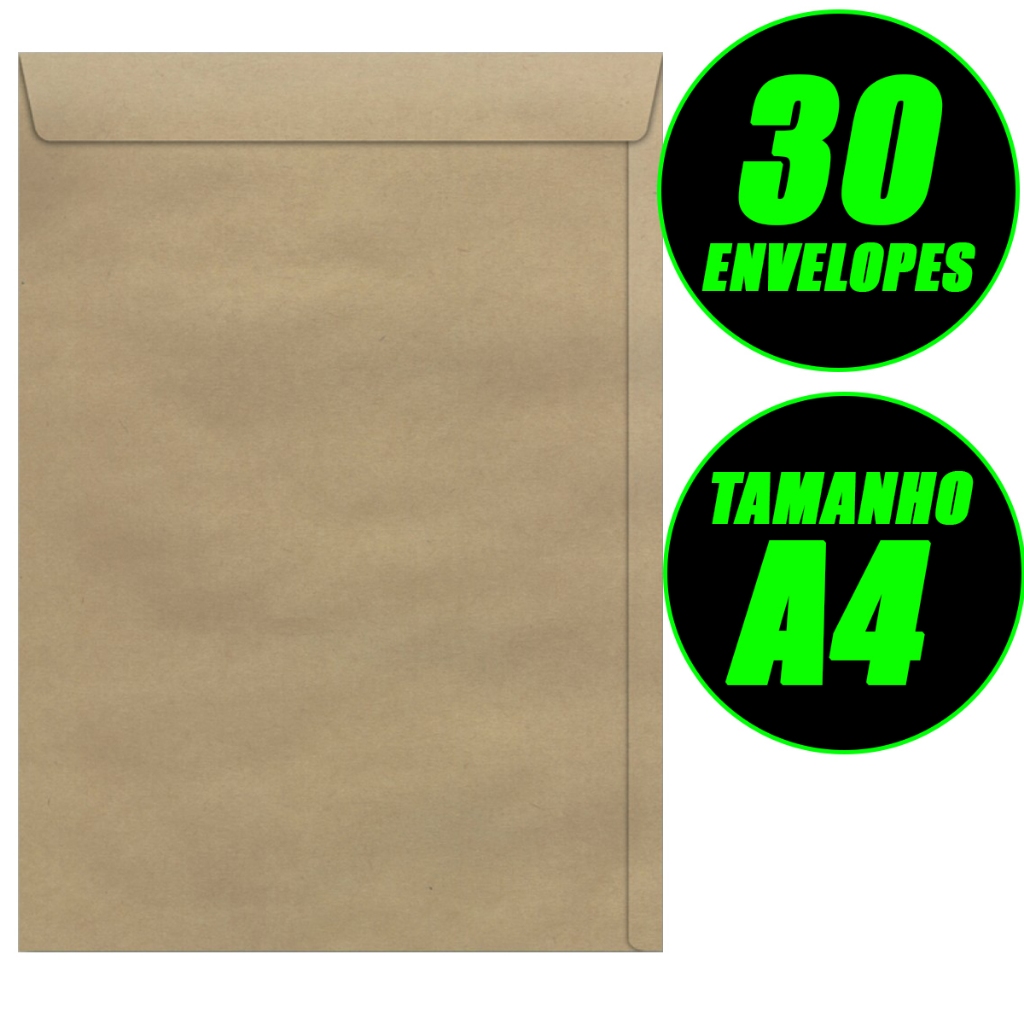 30 Unidade de Envelope Para Documento A4 Kraft Pardo 22,9x32,4cm ...