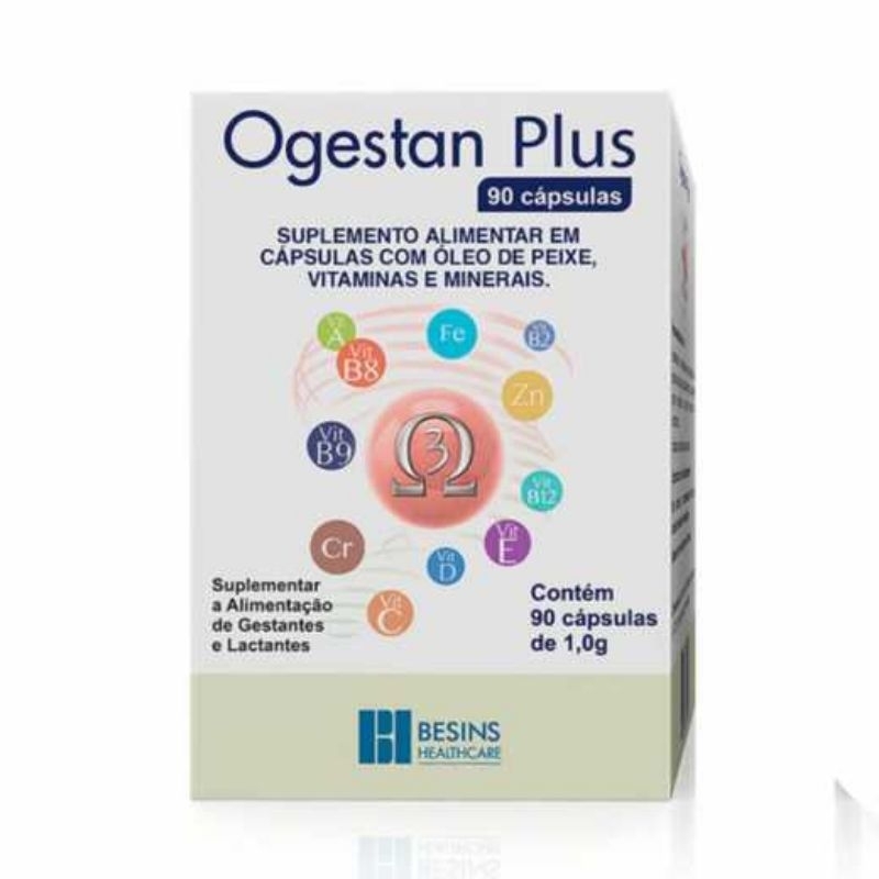 Polivitamínico Ogestan Plus para Gestantes e Lactantes 90 cápsulas ...