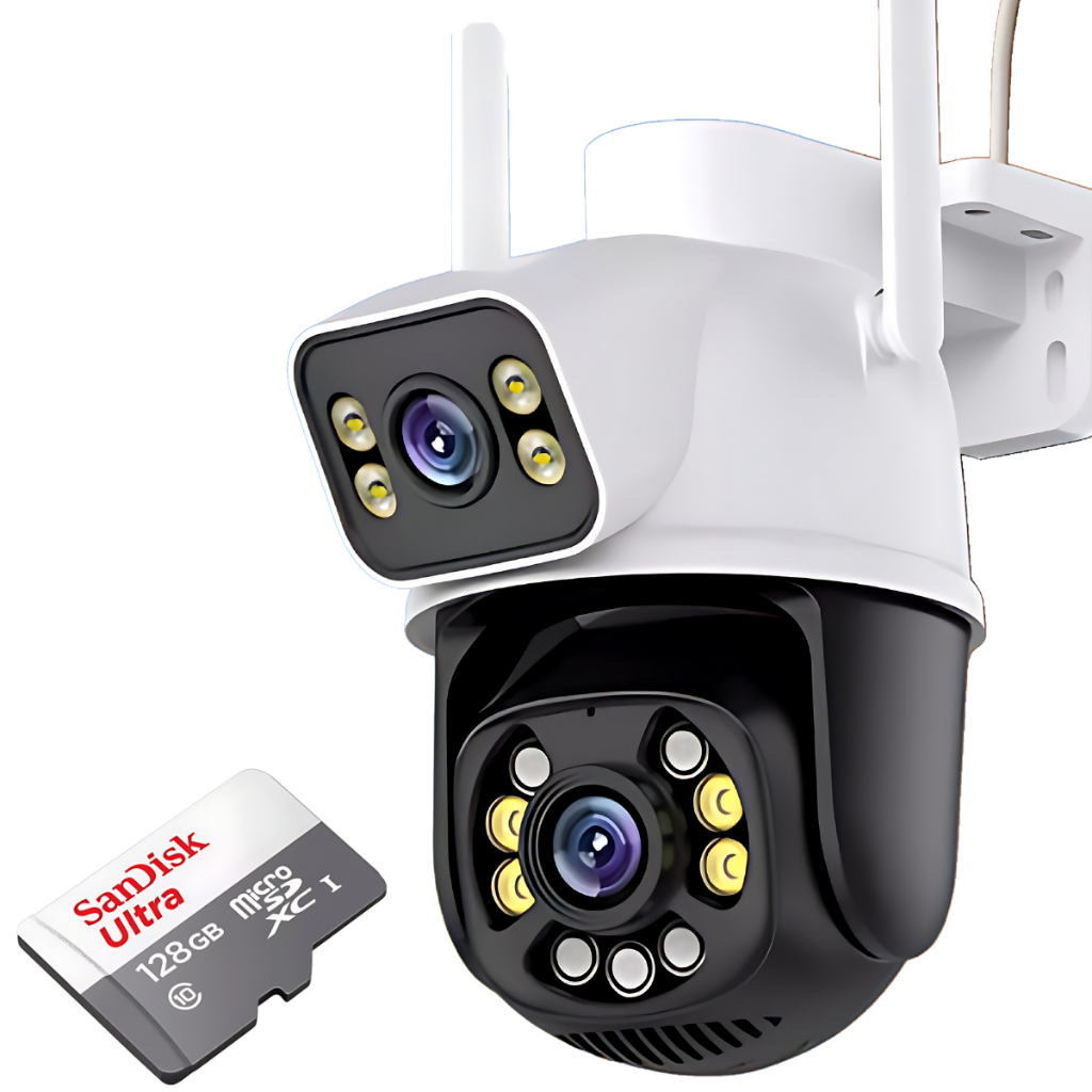 KIT Câmera SEGURANÇA Externa Wi-fi 2 Em 1 Visão Noturna 1080p COM 128GB ...