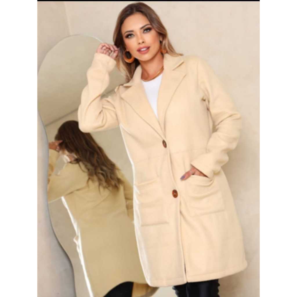 Casaco Sobretudo longo feminino inverno frio felpado duplo Elegante ...