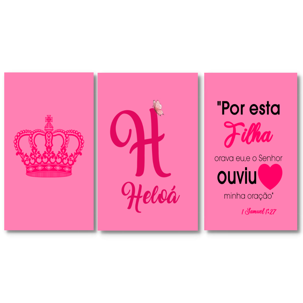 kit 3 quadros placas decorativos quarto infantil menina bebe ...