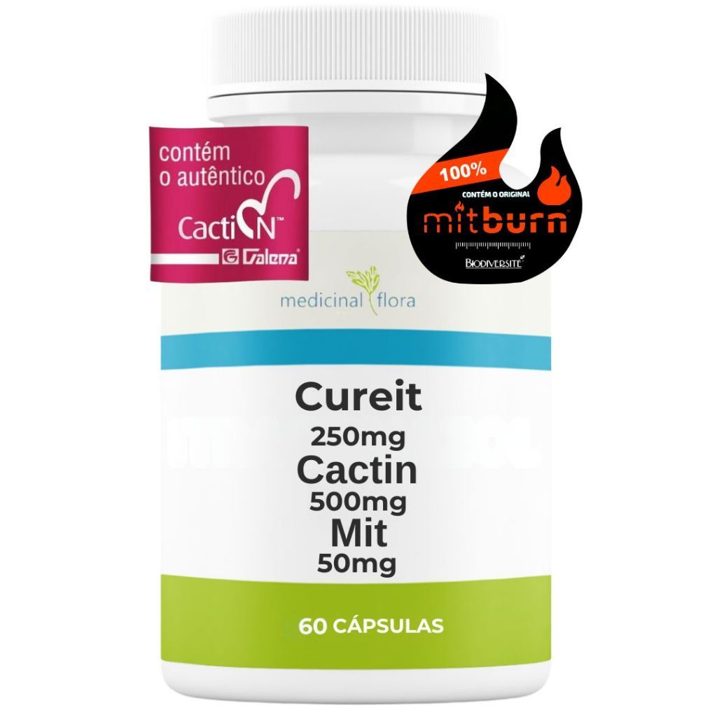 Cureit 250mg + Cactin 500mg + Mit 50mg Com Selo de Autenticidade - 60 ...