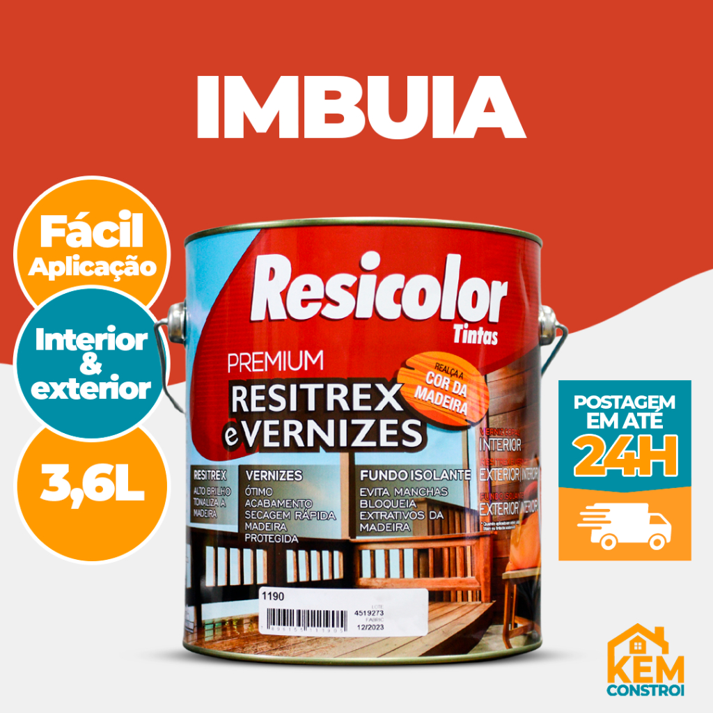 Verniz Proteção para Madeira Brilhante Tingidor Resitrex Galão Cor ... Verniz Proteção para Madeira Brilhante Tingidor Resitrex Galão Cor ...