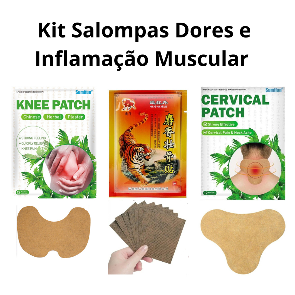 Kit Salompas Joelho Tigre Cervical Dores e Inflamações Musculares Total ...